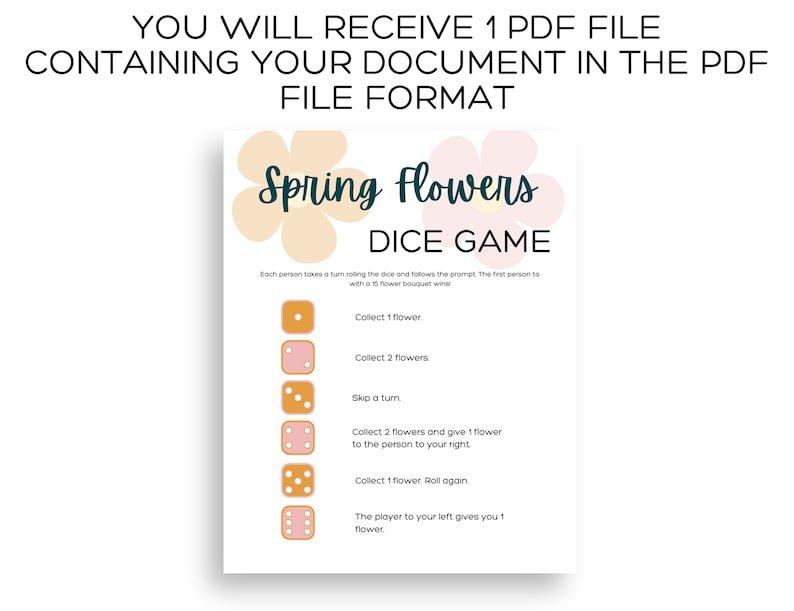 Spring Flower Dice Game, Printable Bridal Shower Activity (digital ...