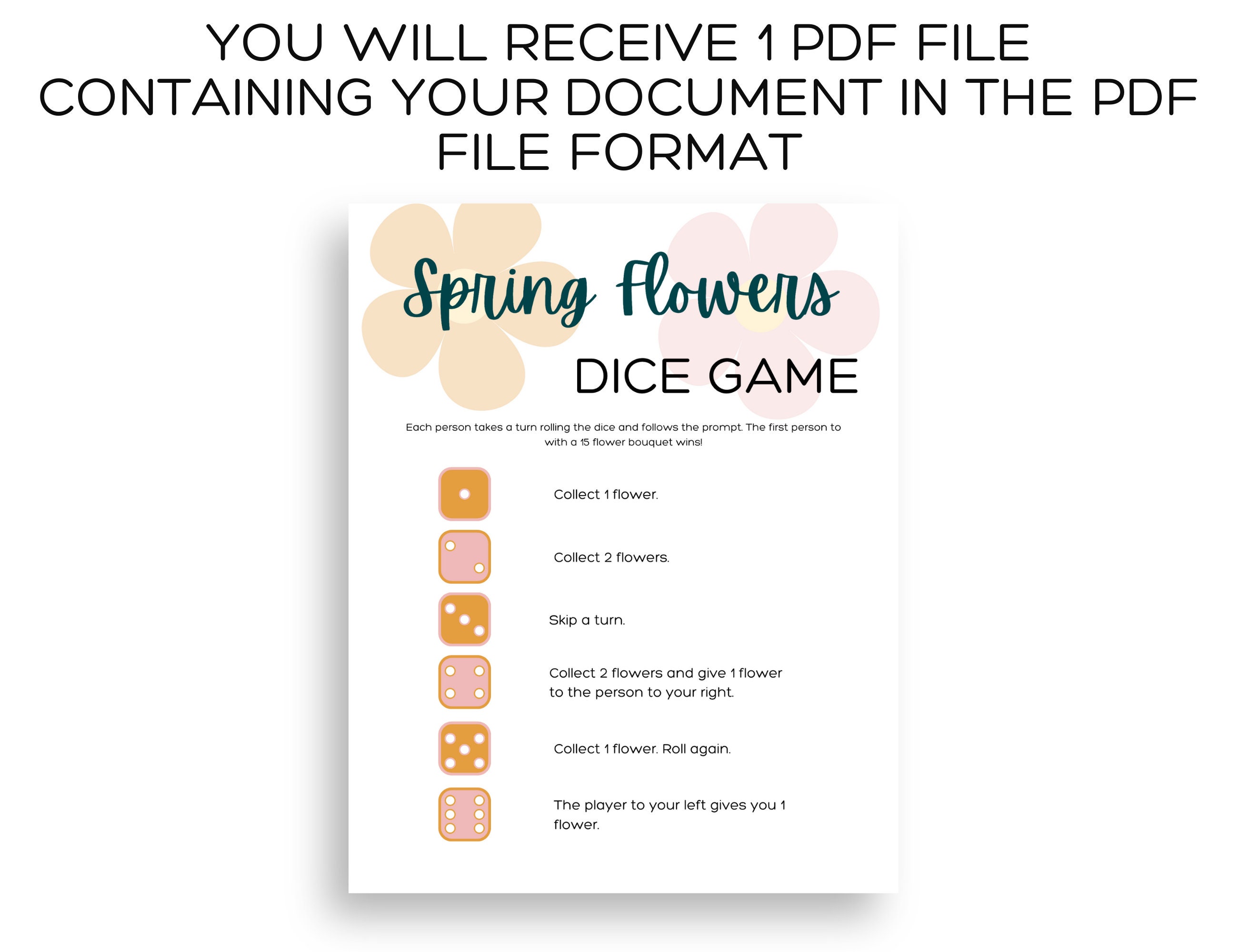 Spring Flower Dice Game, Printable Bridal Shower Activity (digital ...