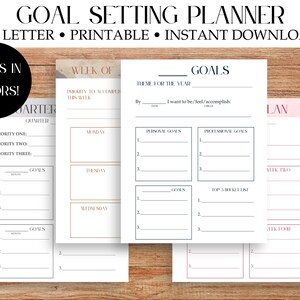 2023 New Years Goal Setting Planner Printable Bundle in 10 Colors and ...
