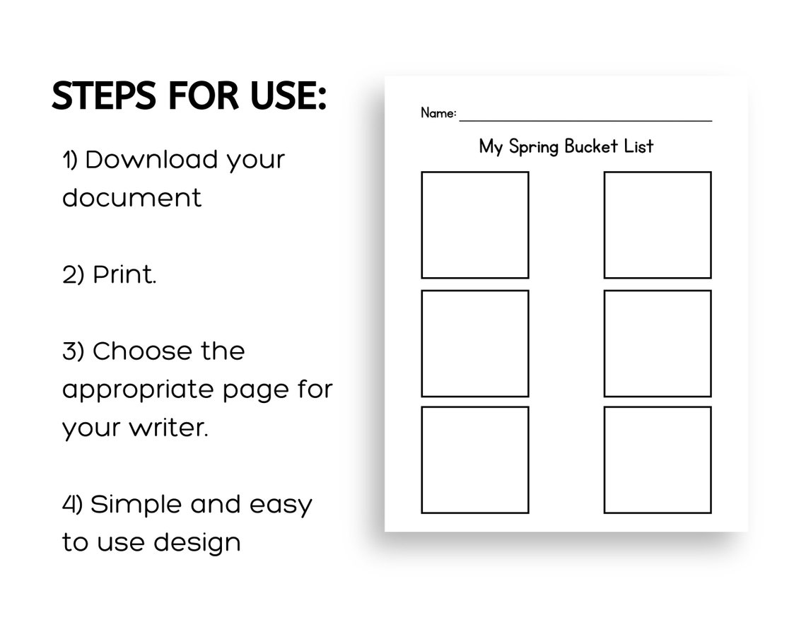 Spring Bucket List Printable Worksheet, First Day of Spring Worksheet ...