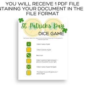 St. Patrick's Day Dice Game, St. Paddy's Day Coin Game, St. Patricks ...