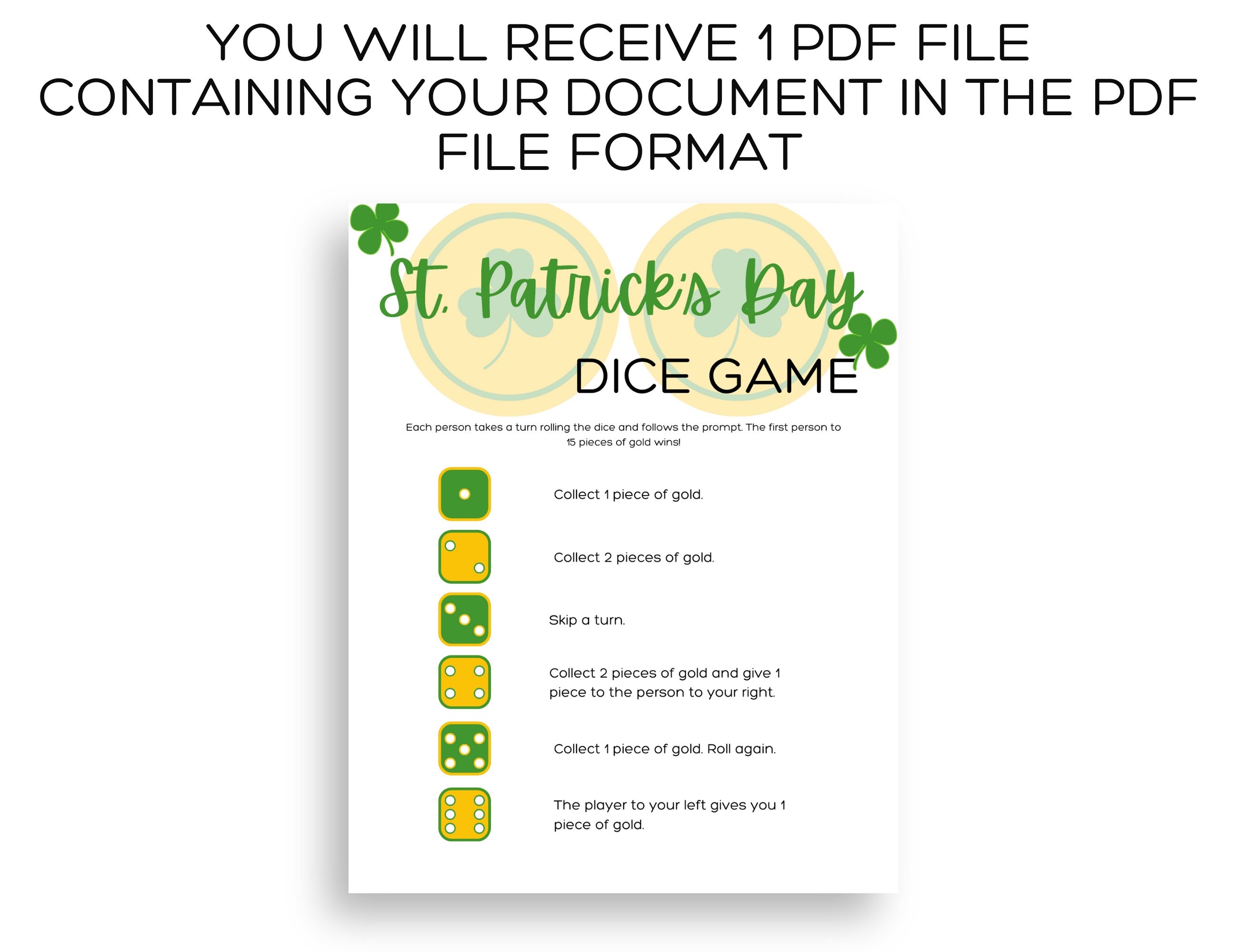 St. Patrick's Day Dice Game, St. Paddy's Day Coin Game, St. Patricks ...