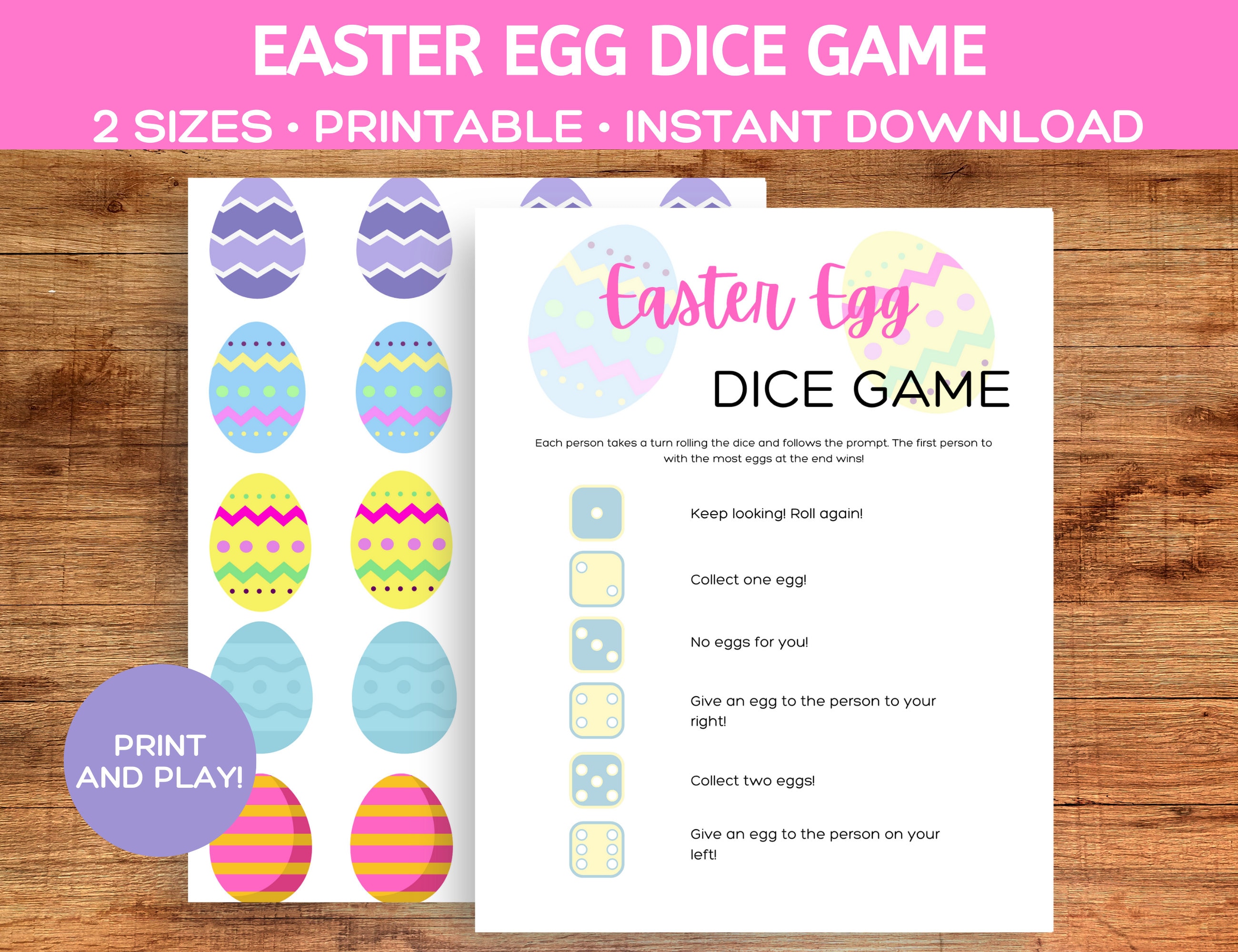 Easter Dice Game, Printable Egg Easter Game, Easter Egg Dice Game ...