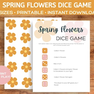 Spring Flower Dice Game, Printable Bridal Shower Activity (digital ...