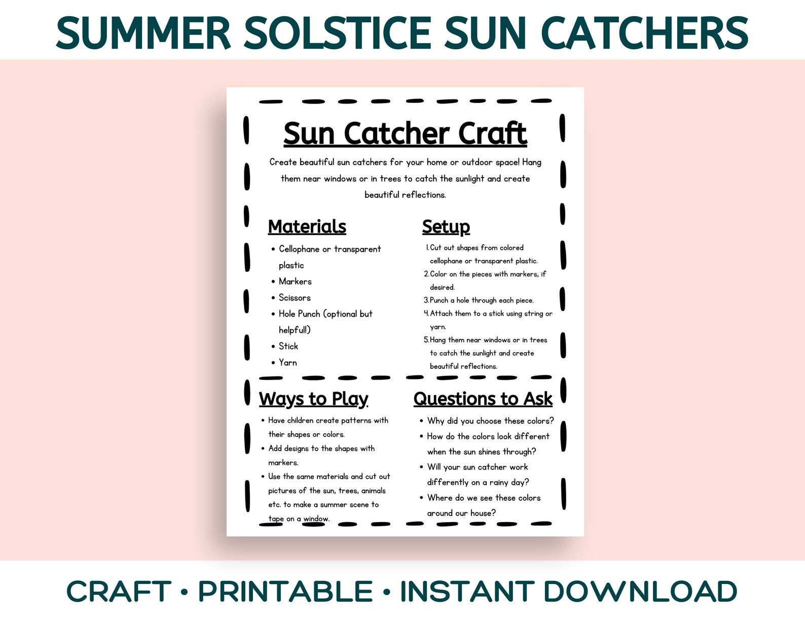 Summer Solstice Sun Catcher Craft for Kids, Kids Summer Crafts, Summer ...