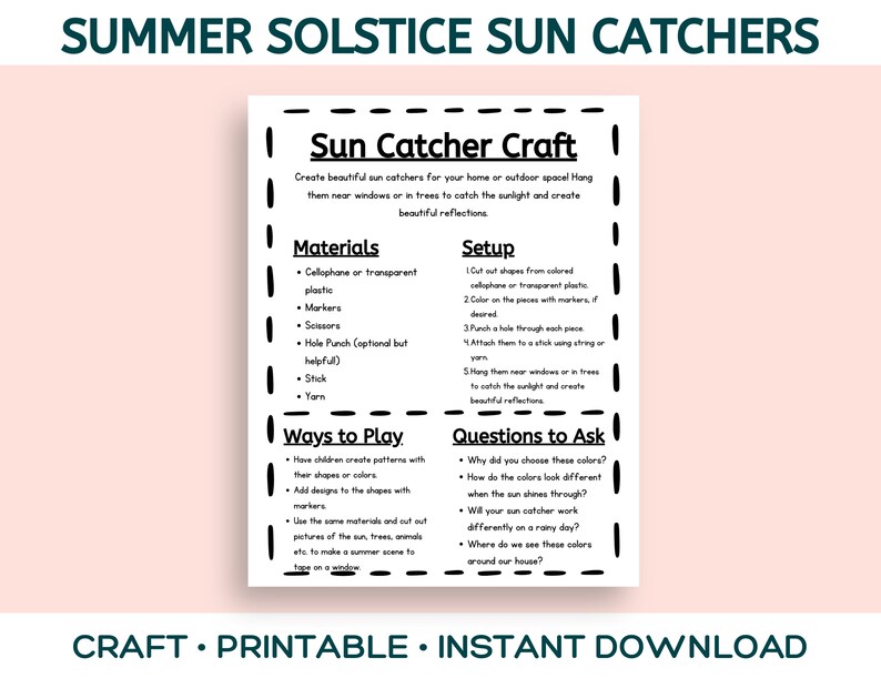 Summer Solstice Sun Catcher Craft for Kids, Kids Summer Crafts, Summer ...