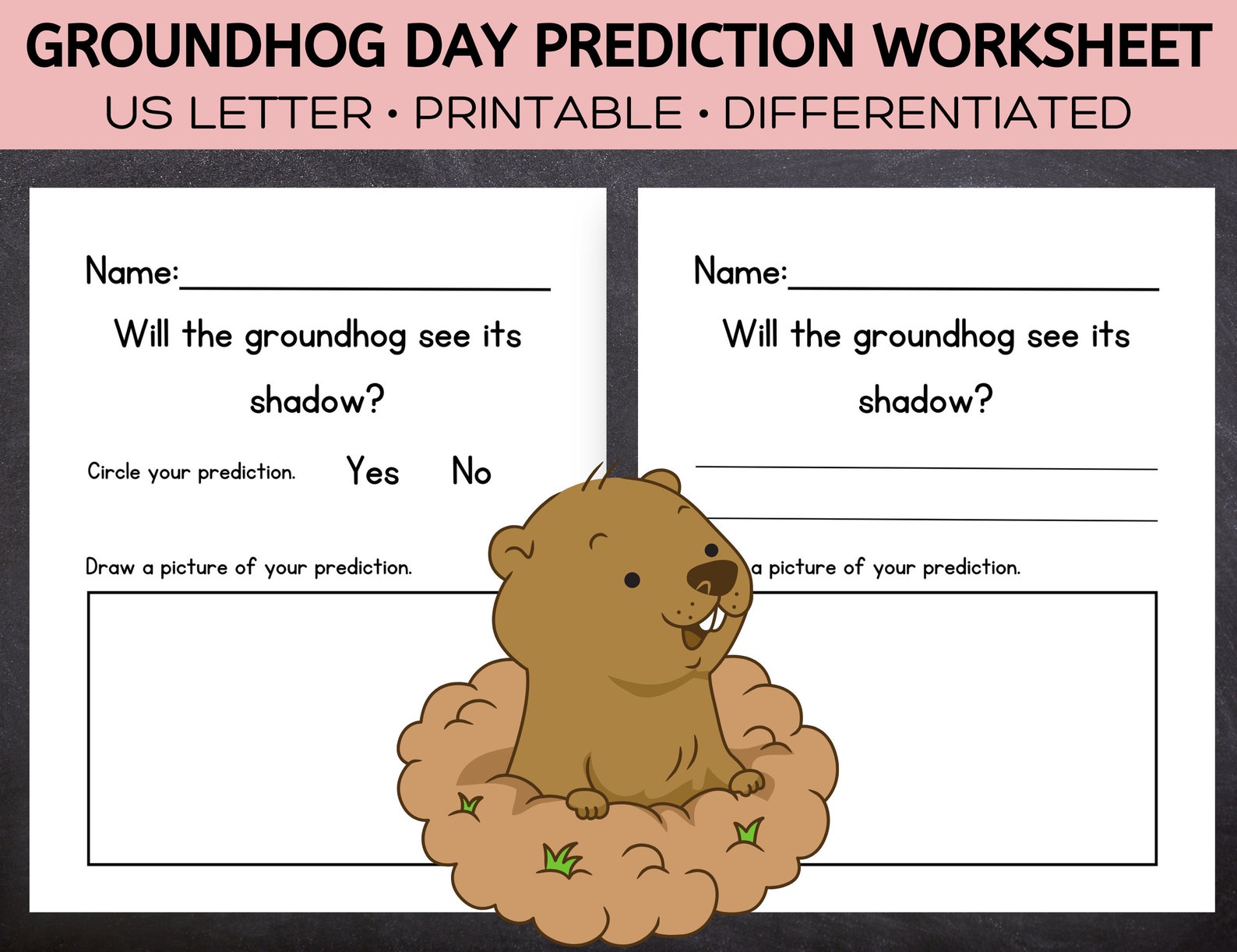 Groundhog Day Printable Worksheet, February Kids Worksheet for ...