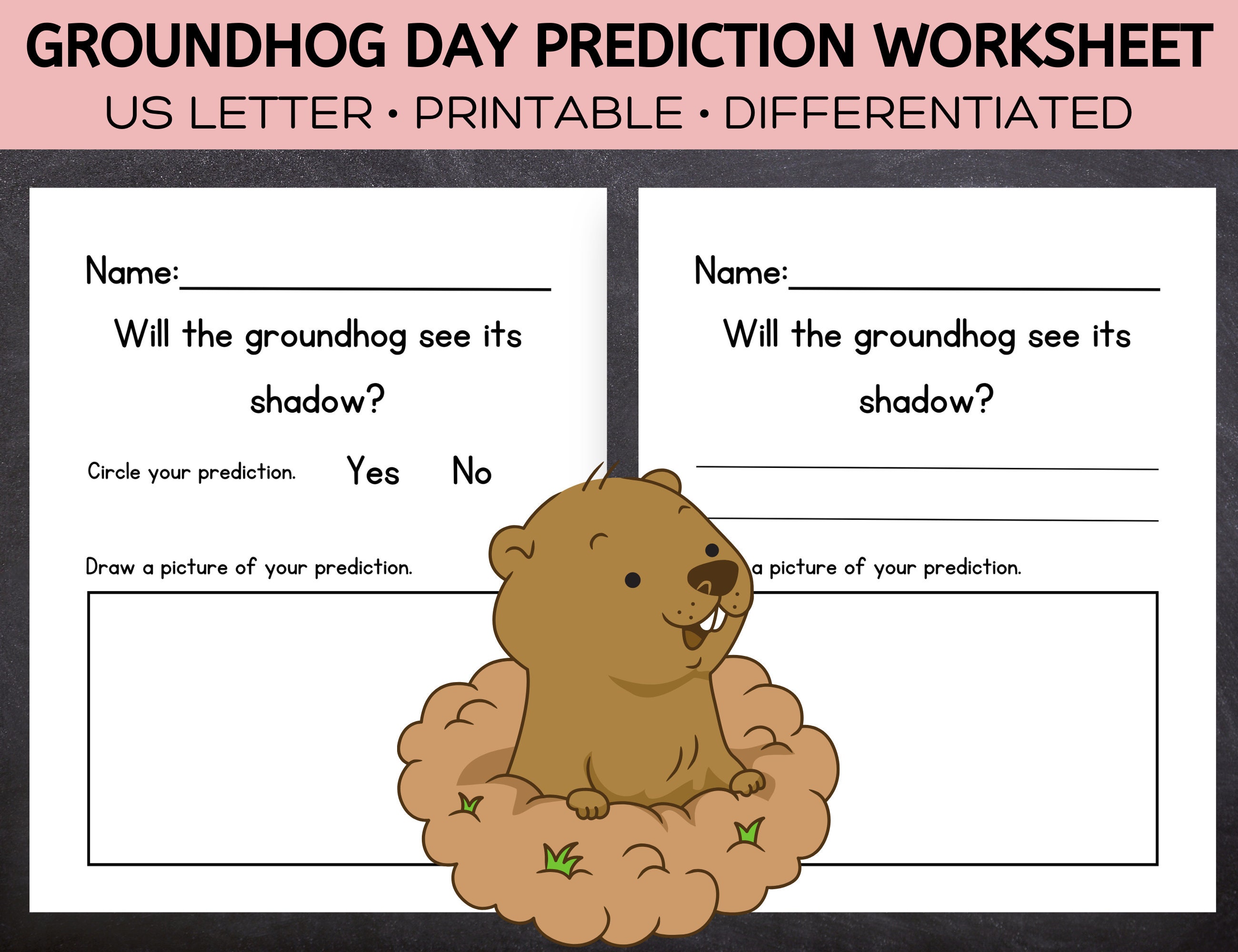 Groundhog Day Printable Worksheet, February Kids Worksheet for ...