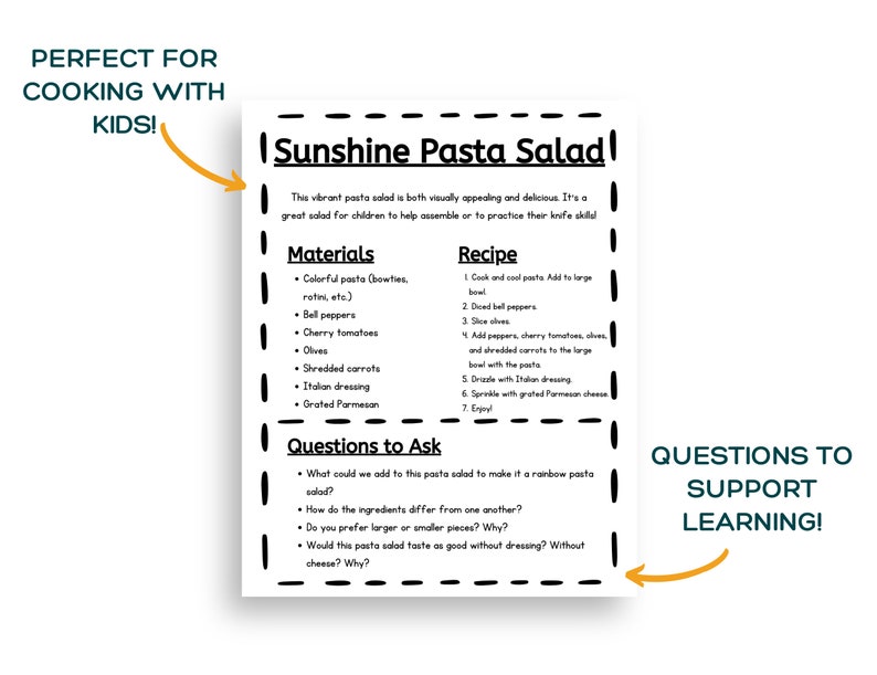 Sunshine Pasta Salad Recipe for Kids, Kids Summer Cooking, Summer ...