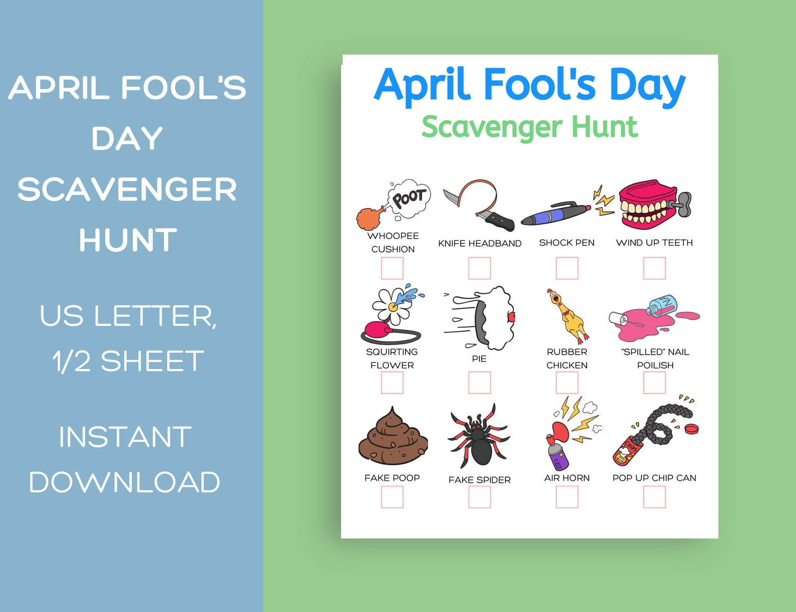 April Fool's Day Scavenger Hunt Game, Pranks and Tricks (printable) - Etsy