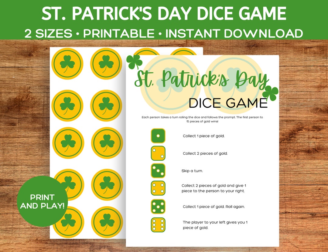 St. Patrick's Day Dice Game, St. Paddy's Day Coin Game, St. Patricks ...