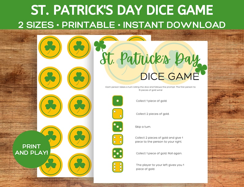 St. Patrick's Day Dice Game, St. Paddy's Day Coin Game, St. Patricks ...