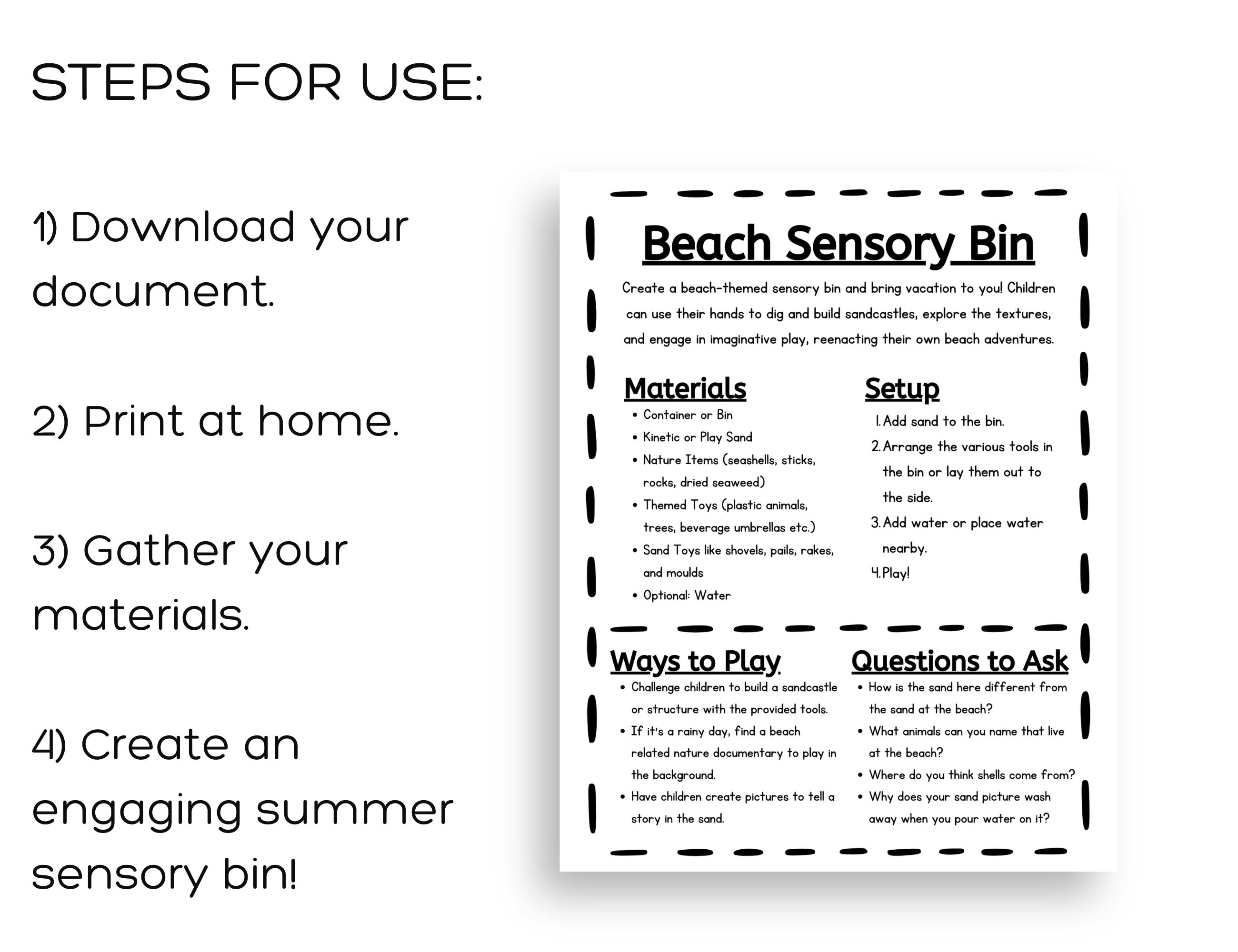 Beach Sensory Bin Plan, Summer Themed Lesson Plan, Summer Activities ...