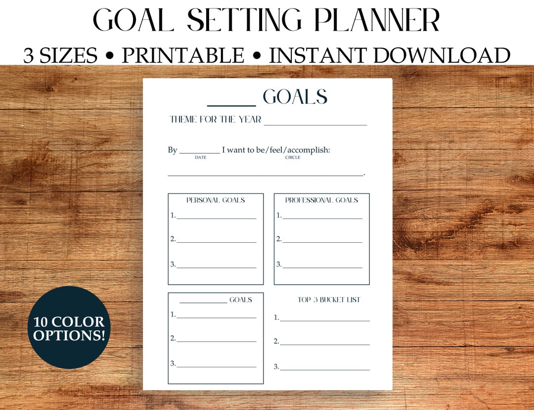 2023 New Years Goal Setting Printable in 10 Colors and Sizes US Letter ...