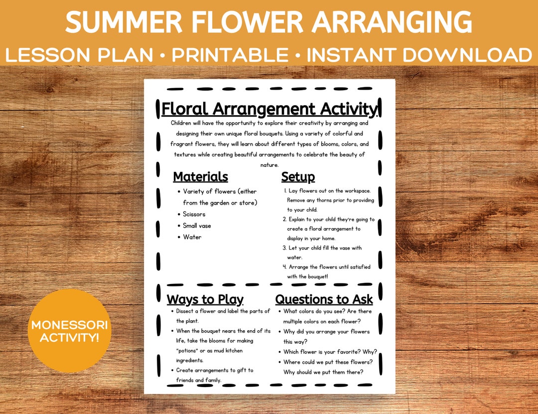 Summer Flower Arranging Montessori Printable, Montessori Summer ...