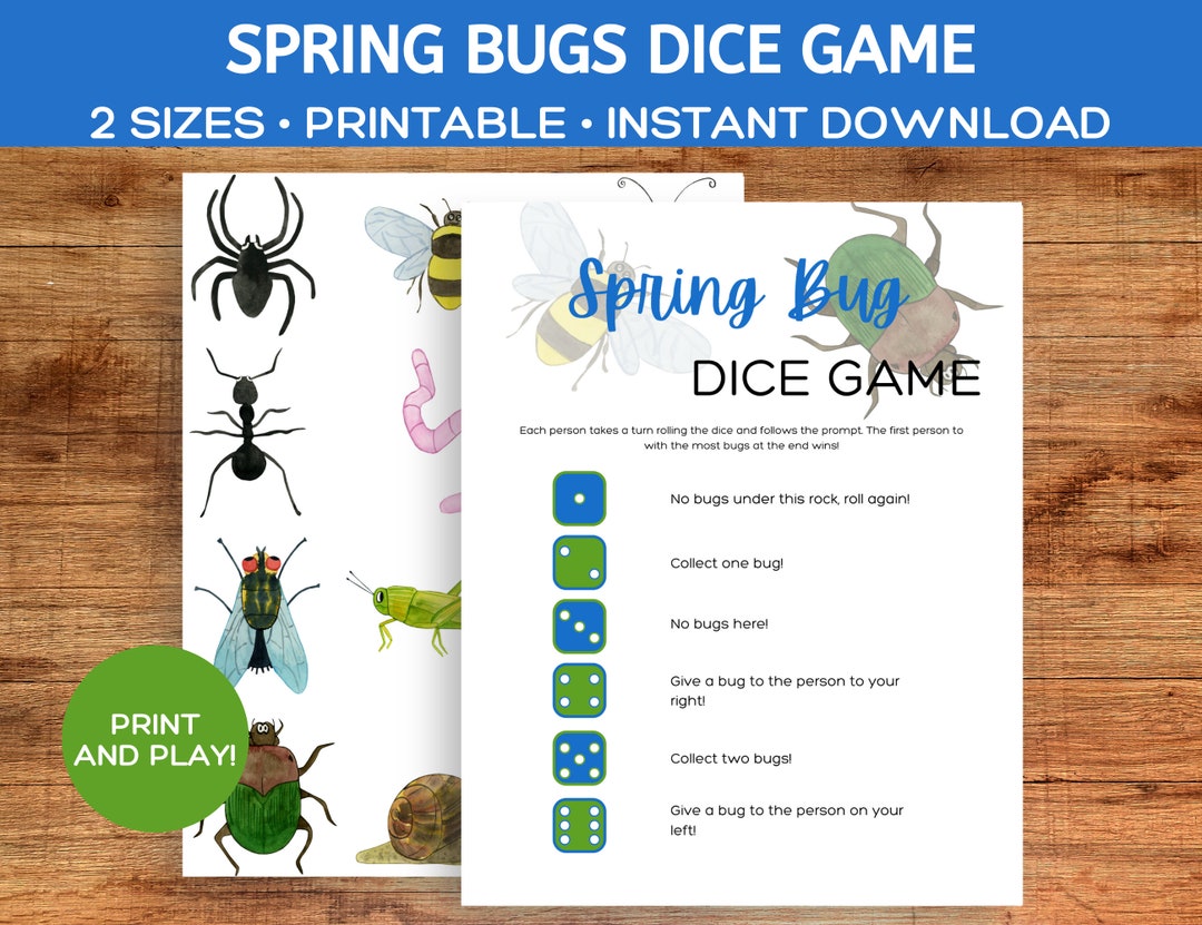Spring Bugs Dice Game, Spring Insects Dice Game, Premier jour d ...