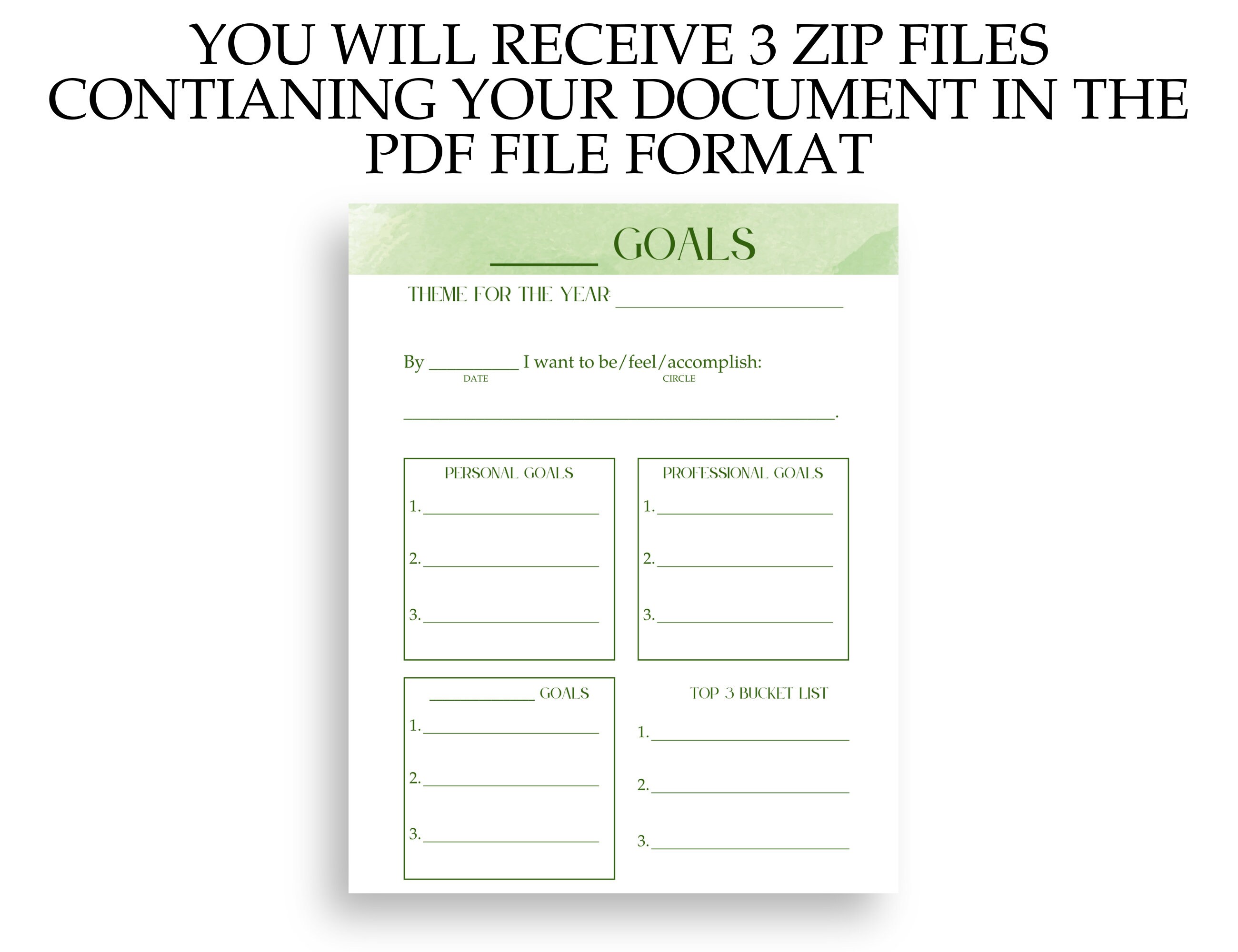 2023 New Years Goal Setting Printable in 10 Colors and Sizes US Letter ...
