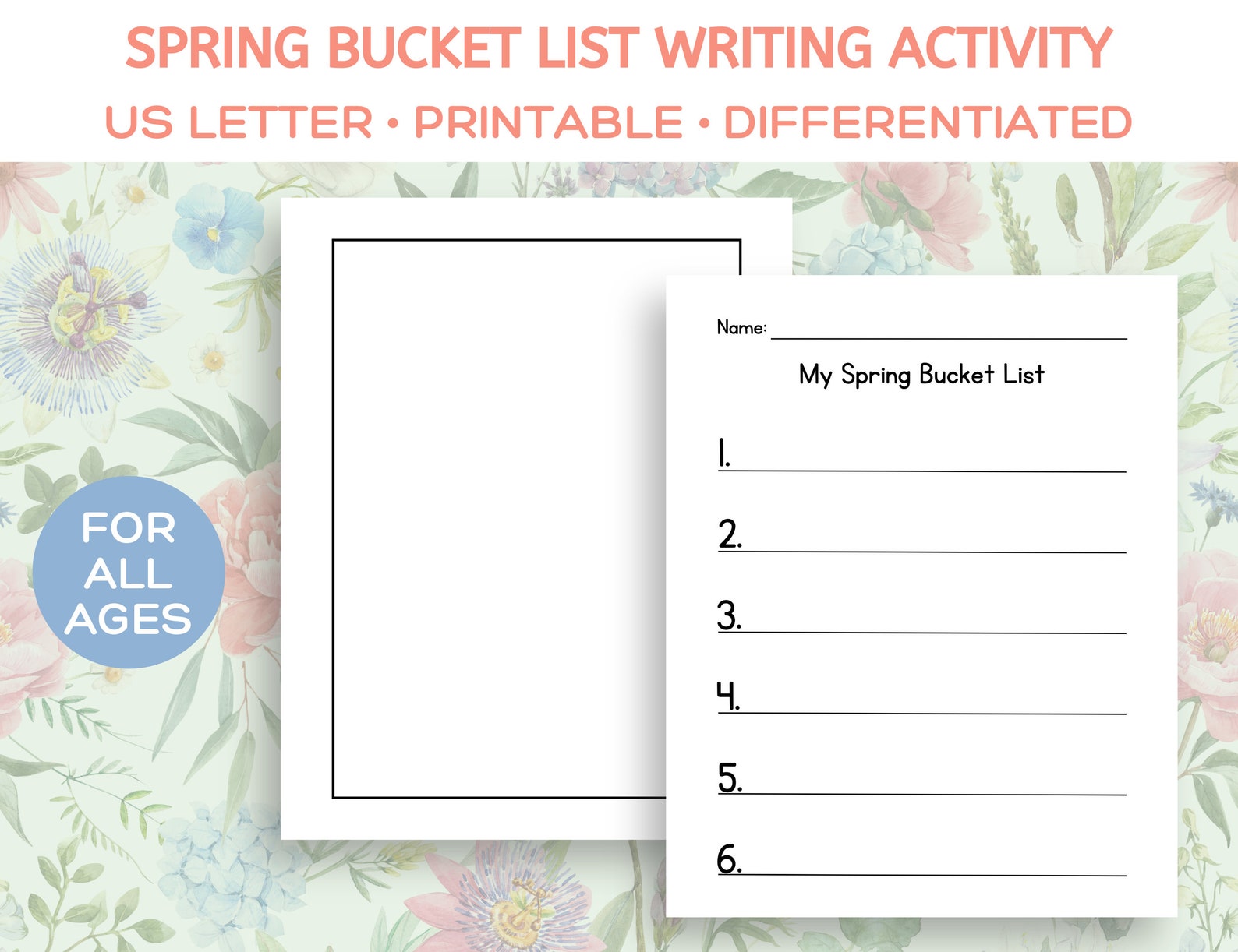 Spring Bucket List Printable Worksheet, First Day of Spring Worksheet ...