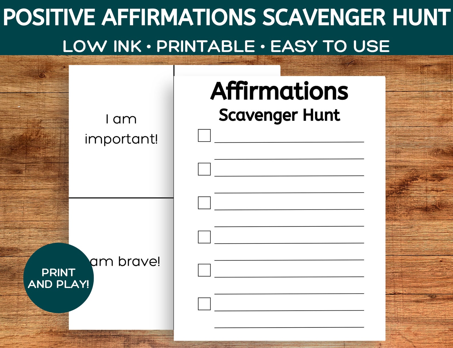 Positive Affirmations Scavenger Hunt, Positive Affirmations for Kids ...