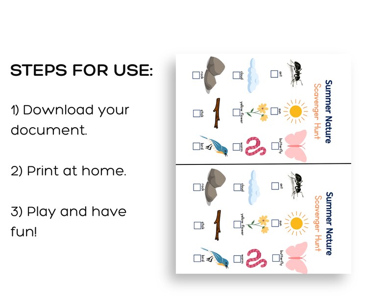 Printable Nature Scavenger Hunt, Printable Scavenger Hunt, Summer ...
