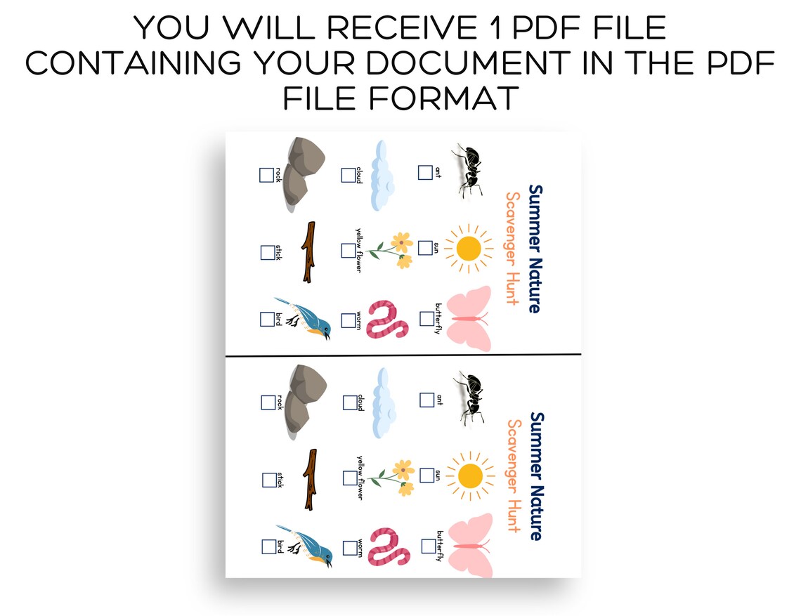 Printable Nature Scavenger Hunt, Printable Scavenger Hunt, Summer ...