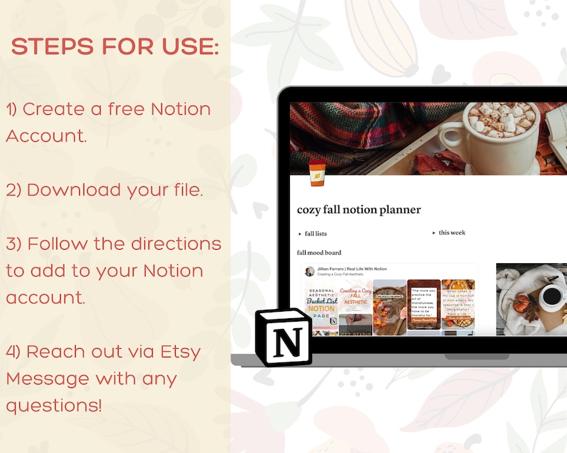 Fall Notion Planner, Autumn Notion Template, Notion Templates, Fall ...