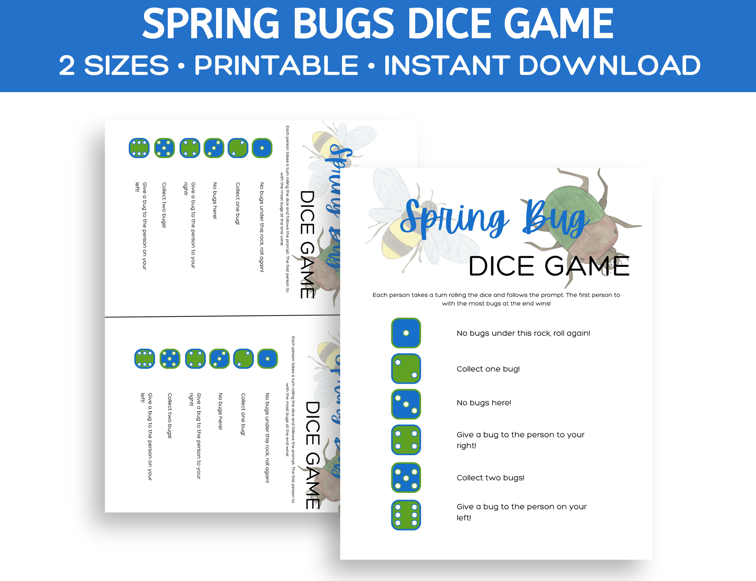 Spring Bugs Dice Game, Spring Insects Dice Game, Premier jour d ...