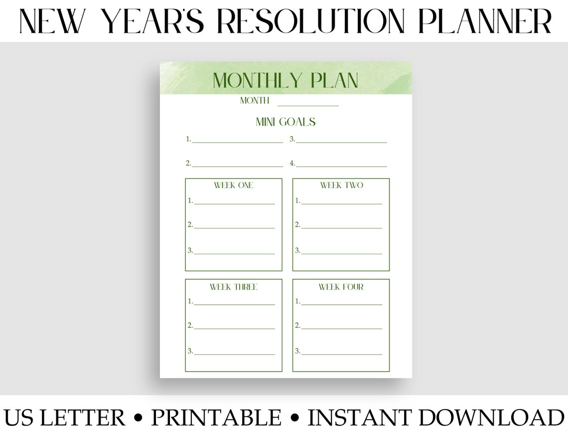 2023 New Years Resolution Planner Printable New Years Goals - Etsy