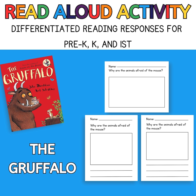 The Gruffalo Comprehension Worksheet, Pre-k Reading (digital Download ...