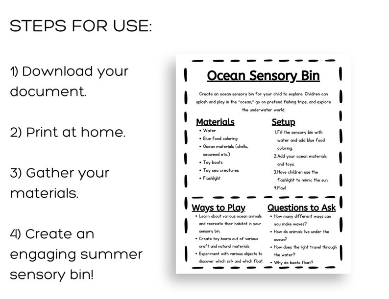 Ocean Sensory Bin Activity Plan, Summer Sensory Bin, Ocean Sensory Kit ...