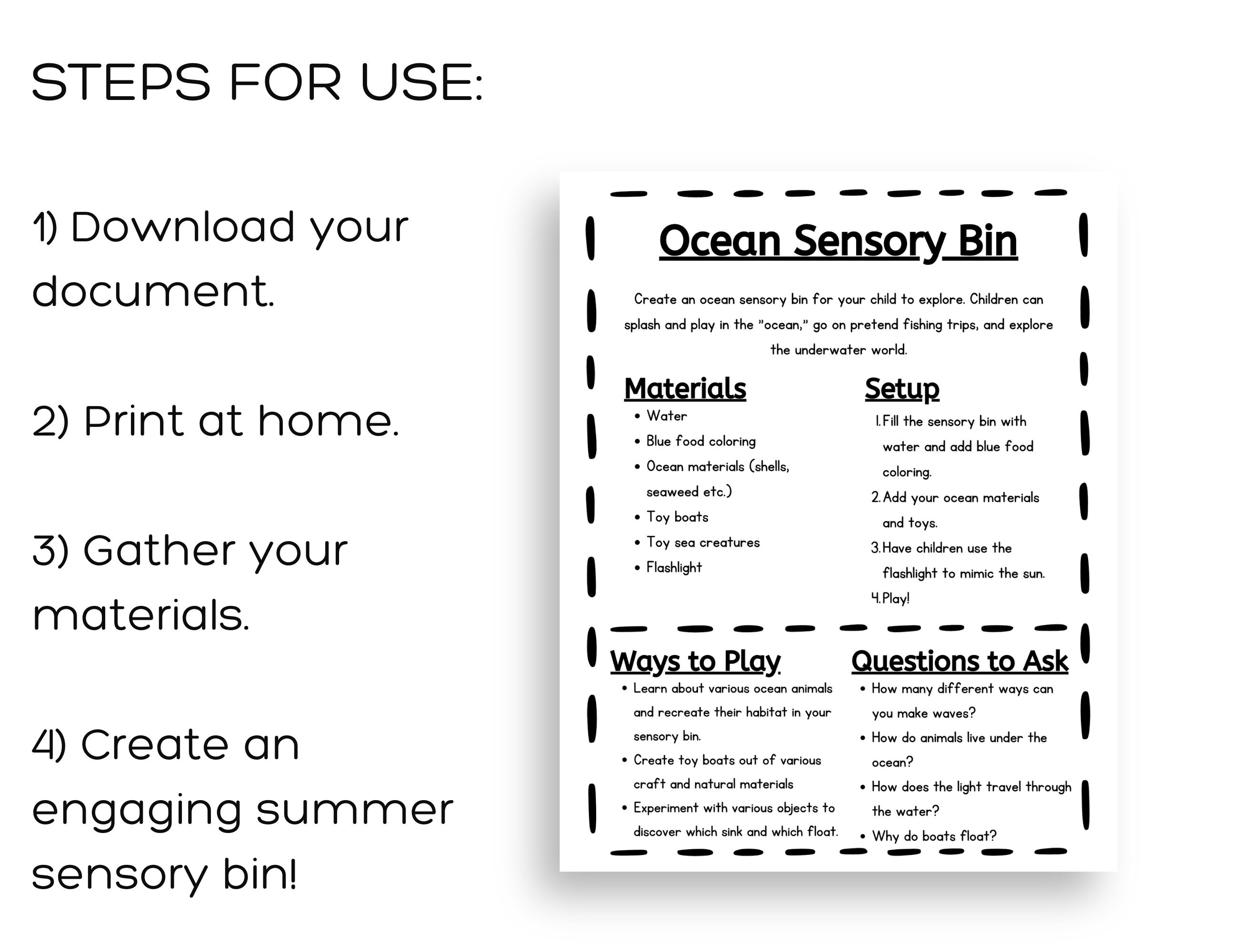 Ocean Sensory Bin Activity Plan, Summer Sensory Bin, Ocean Sensory Kit ...