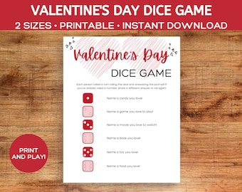 Valentine's Day Candy Dice Game, Valentine's Day Candy Party Game ...