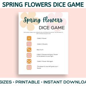 Spring Flower Dice Game, Printable Bridal Shower Activity (digital ...