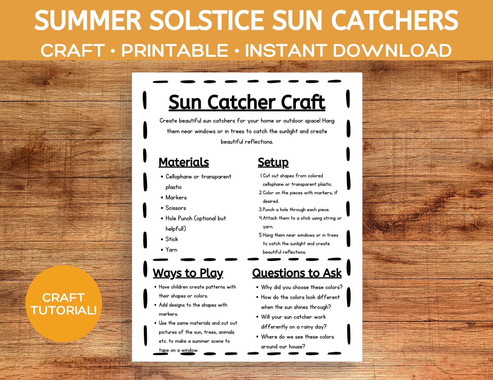 Summer Solstice Sun Catcher Craft for Kids, Kids Summer Crafts, Summer ...