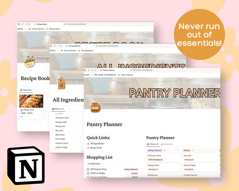 Notion Pantry Template Pantry Inventory Notion Notion Etsy Ireland