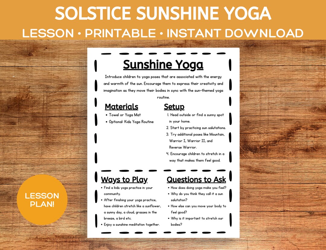 Summer Solstice Sunshine Yoga, Nature Craft, Kids Summer Yoga, Summer ...