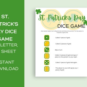 St. Patrick's Day Dice Game, St. Paddy's Day Coin Game, St. Patricks ...