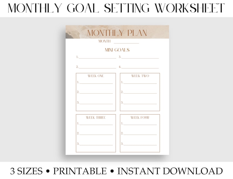 2023 Monthly Goal Setting Worksheet for 2023 Printable Planner - Etsy