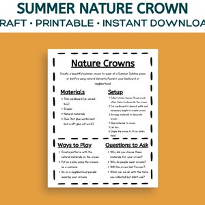 Summer Solstice Nature Crown, Nature Craft, Kids Summer Craft, Summer ...