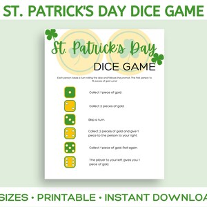 St. Patrick's Day Dice Game, St. Paddy's Day Coin Game, St. Patricks ...