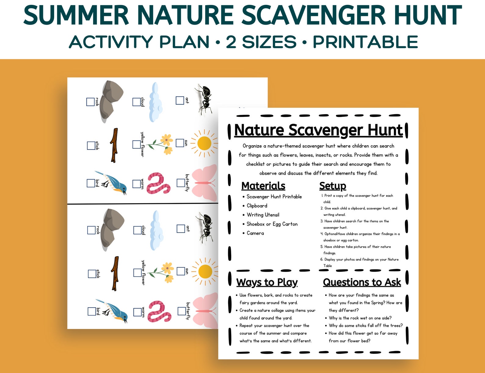 Printable Nature Scavenger Hunt, Printable Scavenger Hunt, Summer ...