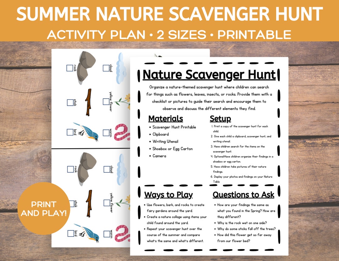 Printable Nature Scavenger Hunt, Printable Scavenger Hunt, Summer ...