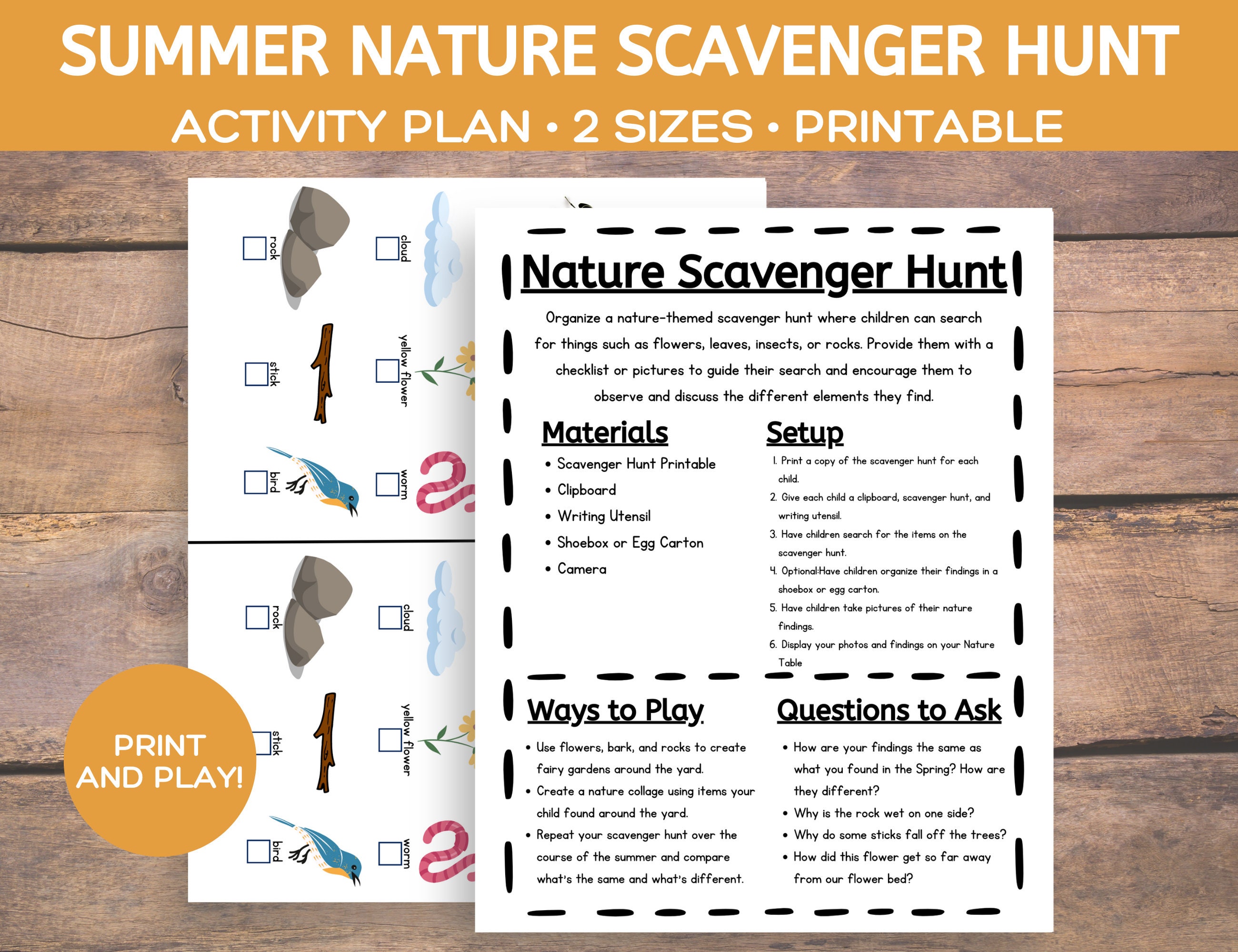 Printable Nature Scavenger Hunt, Printable Scavenger Hunt, Summer ...