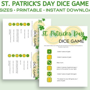 St. Patrick's Day Dice Game, St. Paddy's Day Coin Game, St. Patricks ...