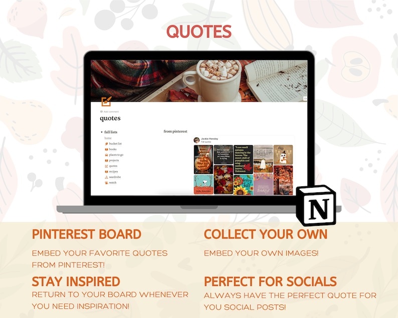 Fall Notion Planner, Autumn Notion Template, Notion Templates, Fall ...