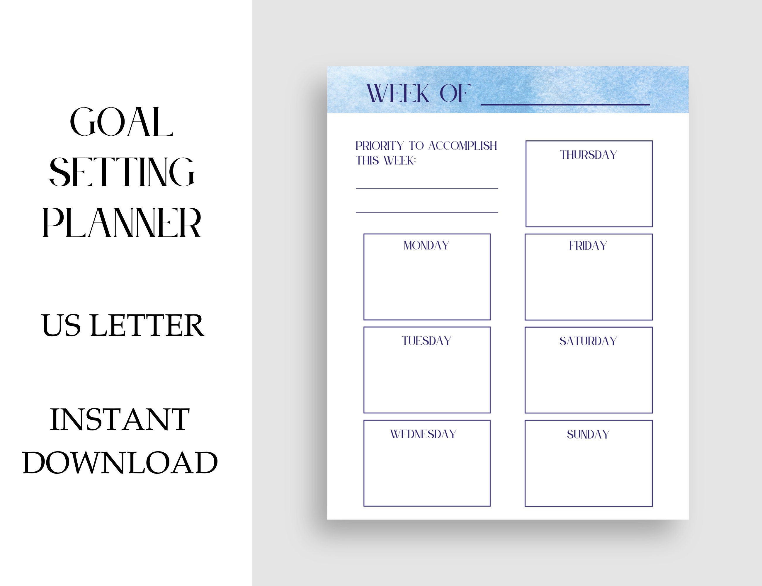 2023 New Years Goal Setting Planner Printable Bundle in 10 Colors and ...