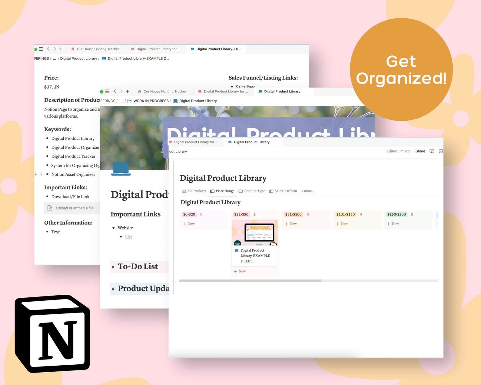 Digital Product Library for Notion, Digital Product Organizer, Digital ...
