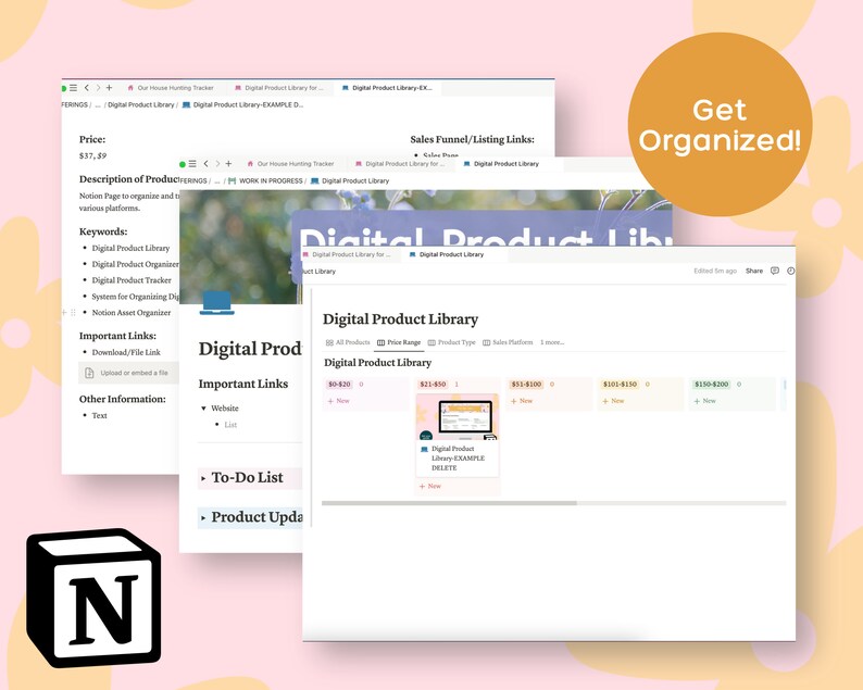 Digital Product Library for Notion, Digital Product Organizer, Digital ...