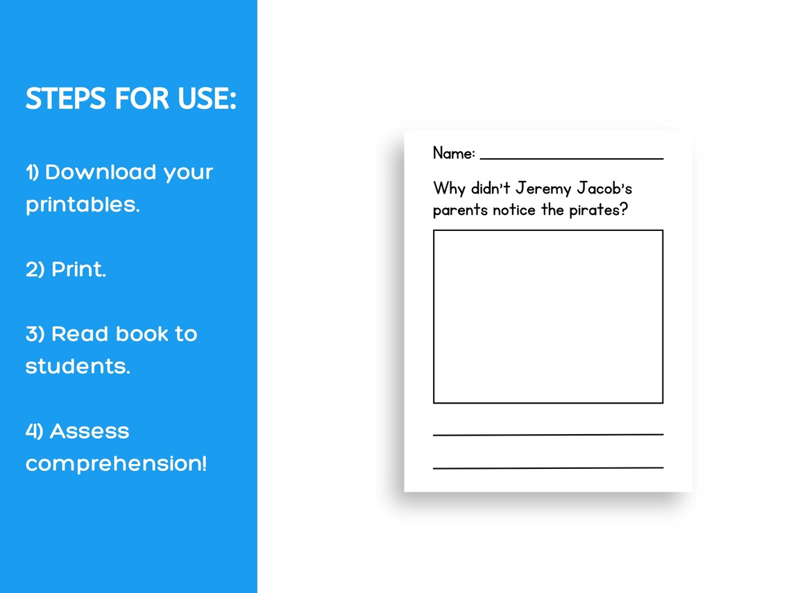 How I Became a Pirate Comprehension Worksheet, Summer Learning Pre K ...