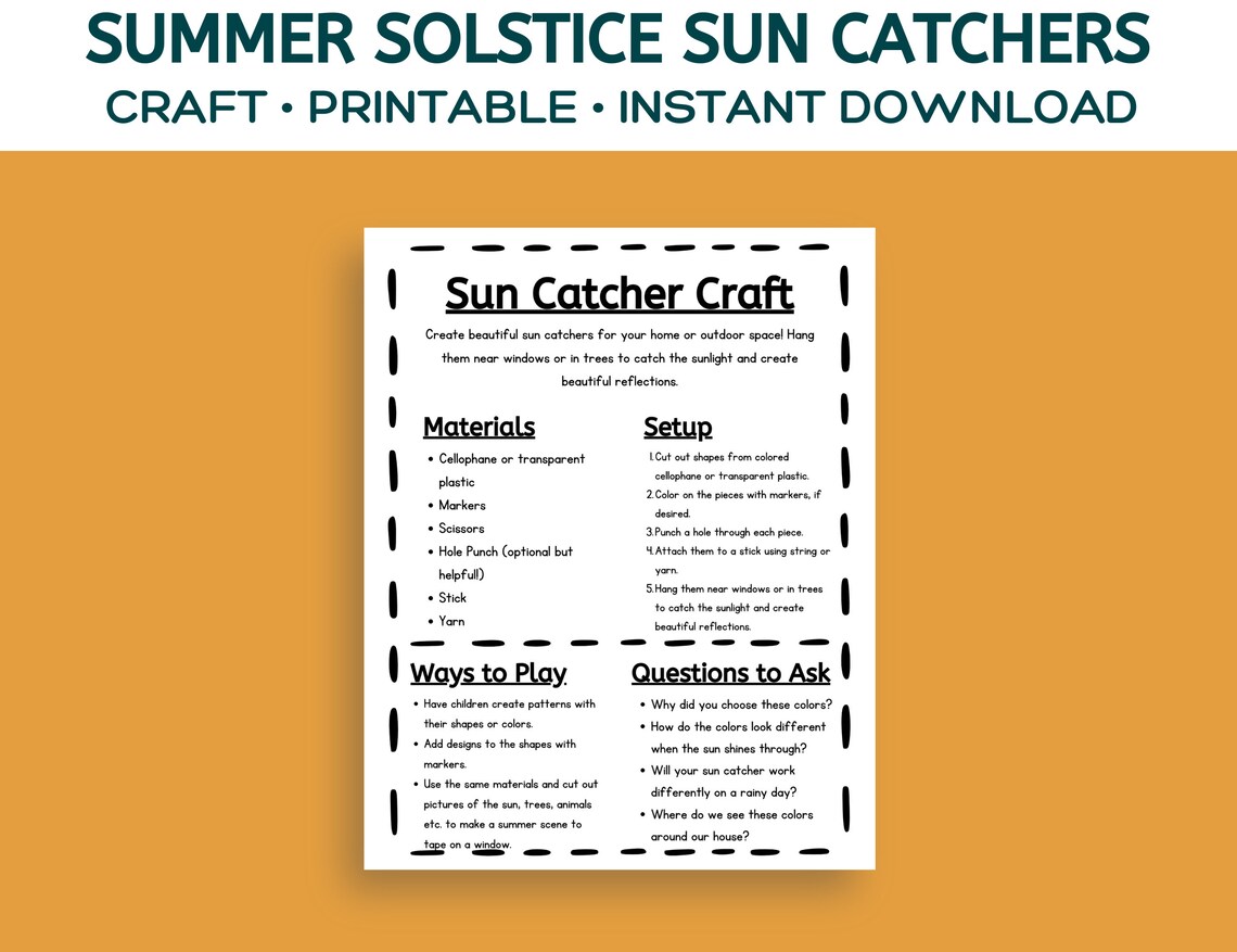 Summer Solstice Sun Catcher Craft for Kids, Kids Summer Crafts, Summer ...
